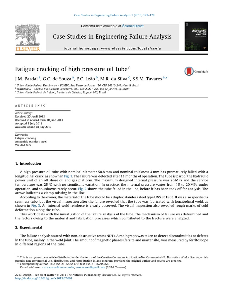 Fatigue cracking of high pressure oil tube | PDF | Fatigue (Material ...