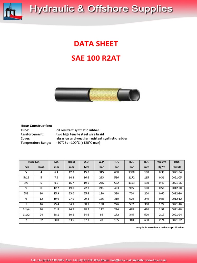 SAE 100 R2AT Hose Data Sheet | PDF