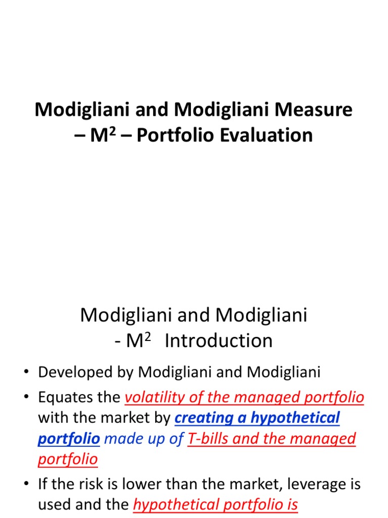 Modigliani and Modigliani Measure - M2 - Portfolio | PDF | Financial ...
