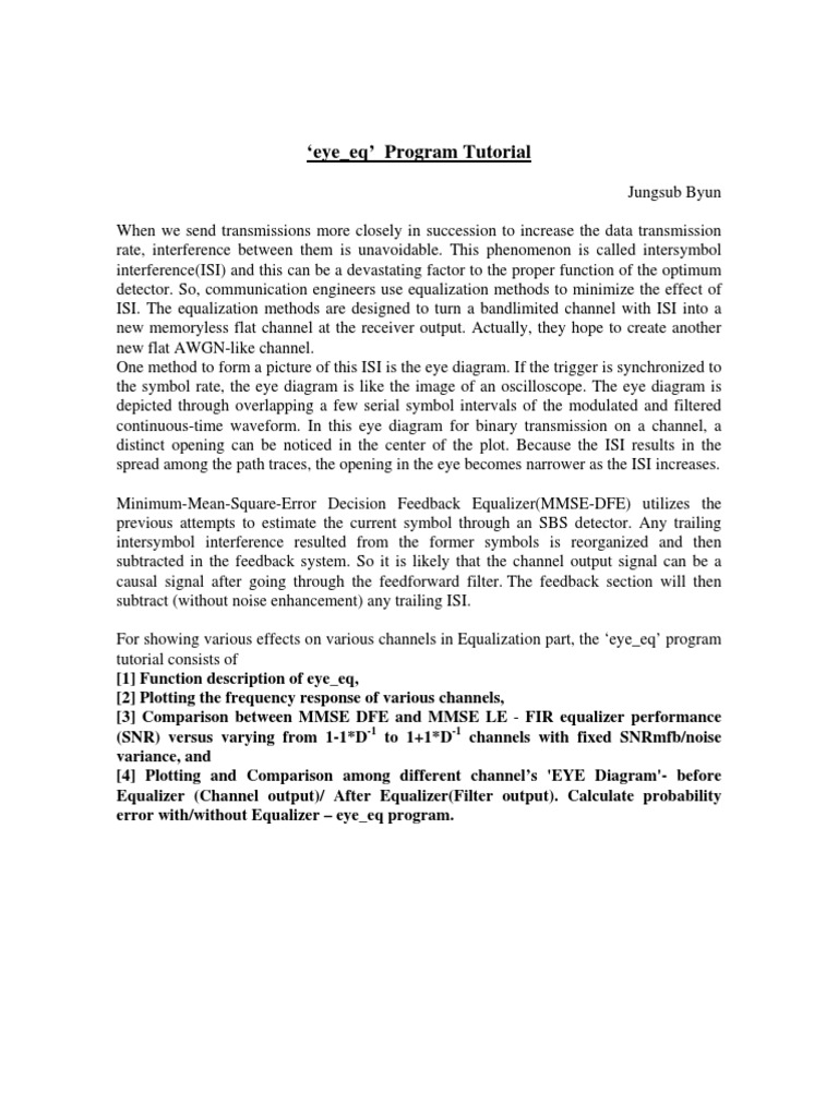 EYE EQ Tutorial | PDF | Equalization (Audio) | Signal To Noise Ratio