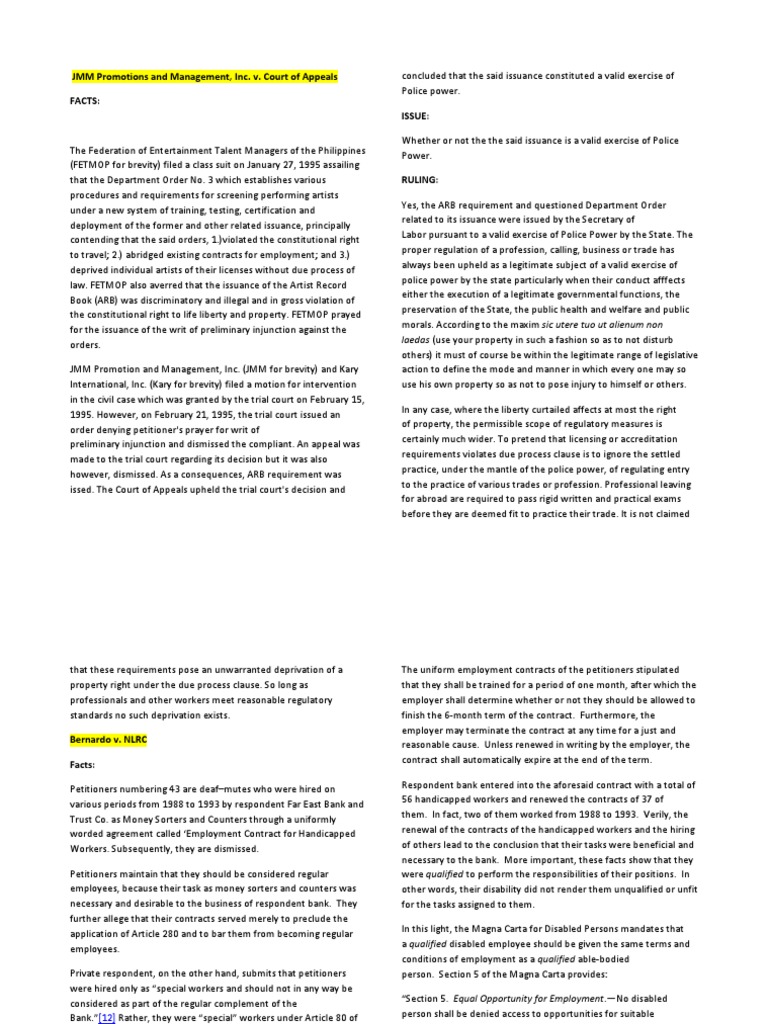 Chapter 4 Cases | Download Free PDF | Injunction | Employment