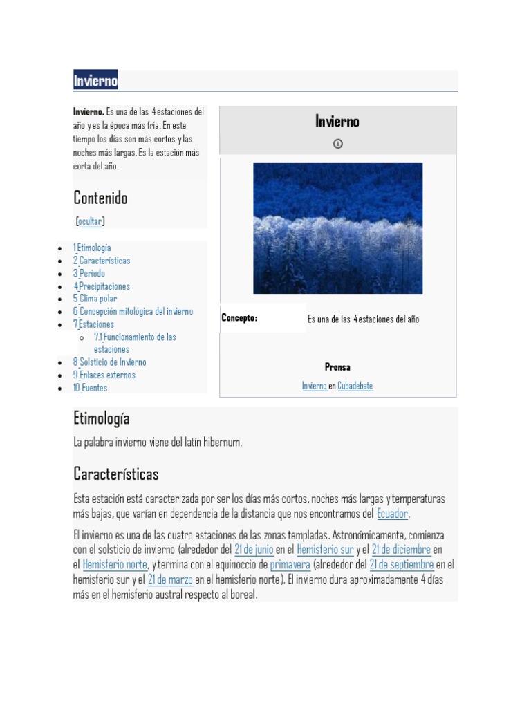 Características del Invierno | PDF | Invierno | Ciencias de la Tierra
