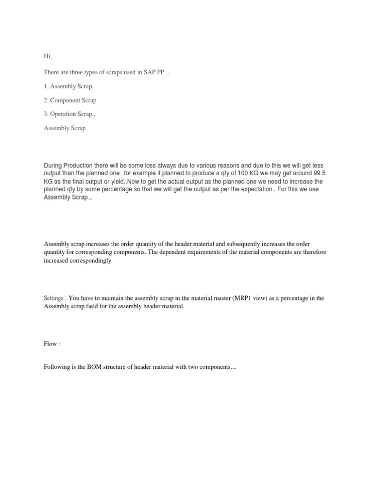 Different Scraps and Their Effects in SAP PP - SAP Blogs | PDF | Scrap ...