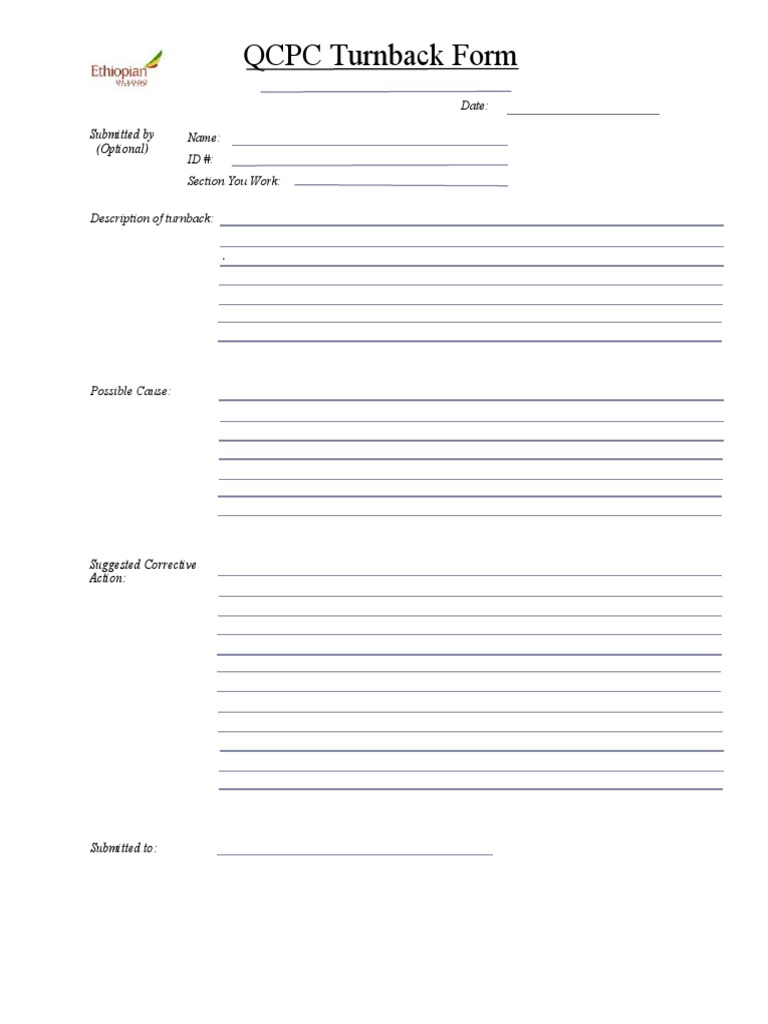 QCPC Turnback Reporting FORM | PDF