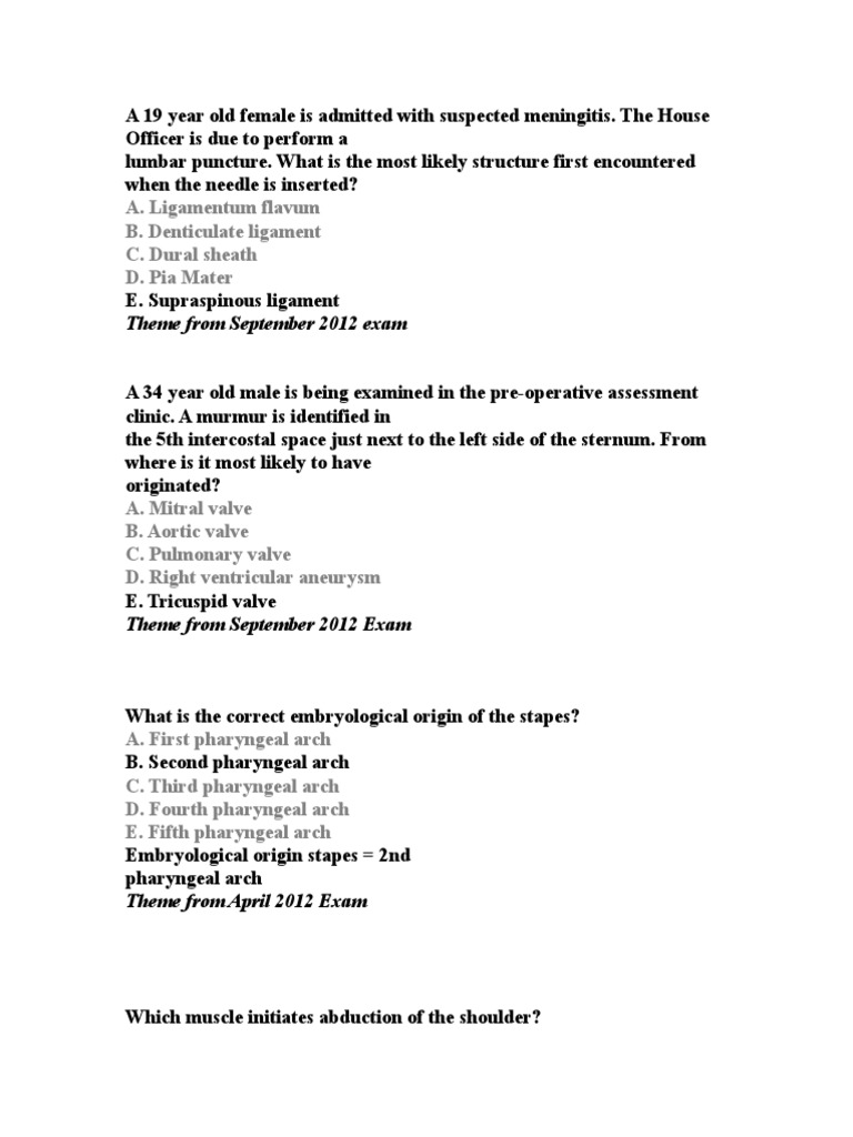 Mrcs Anatomy Mcqs | PDF | Arm | Common Carotid Artery