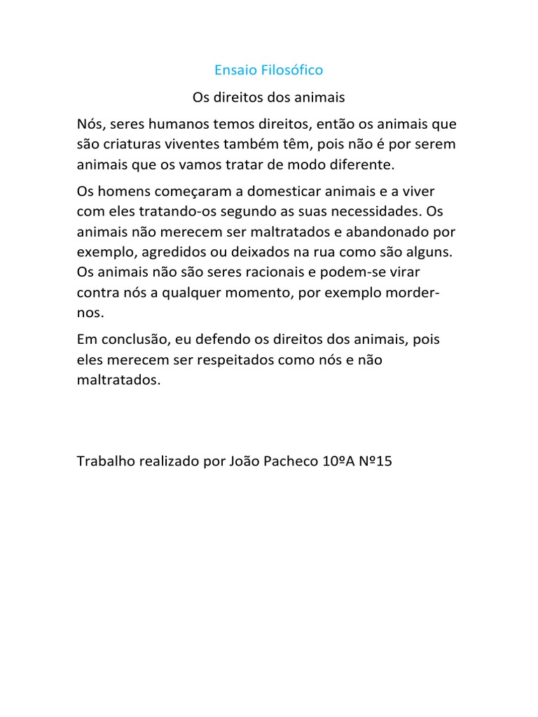 Ensaio Filosófico 10 º Ano | PDF