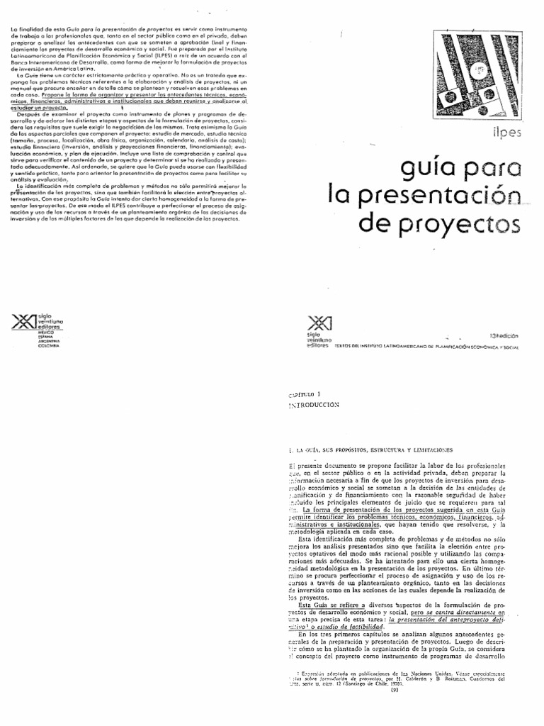 ILPES - Guía para La Presentación de Proyectos | PDF | Ciencias económicas | Toma de decisiones