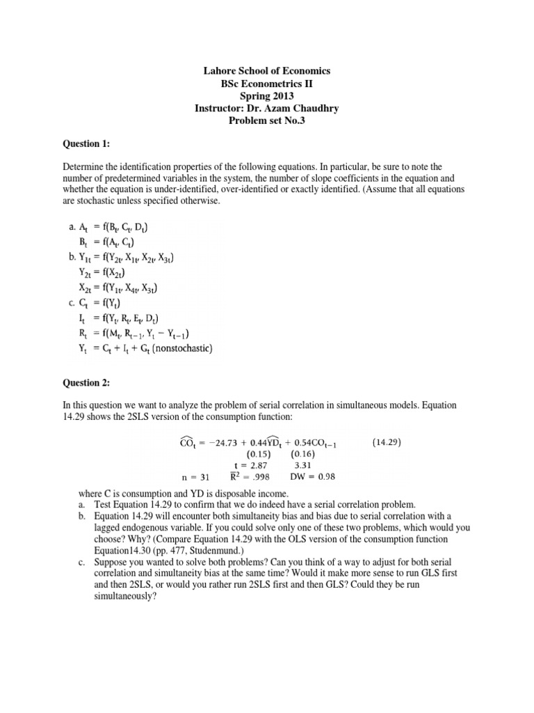 Econometrics II Problem Set 3 | PDF | Correlation And Dependence ...