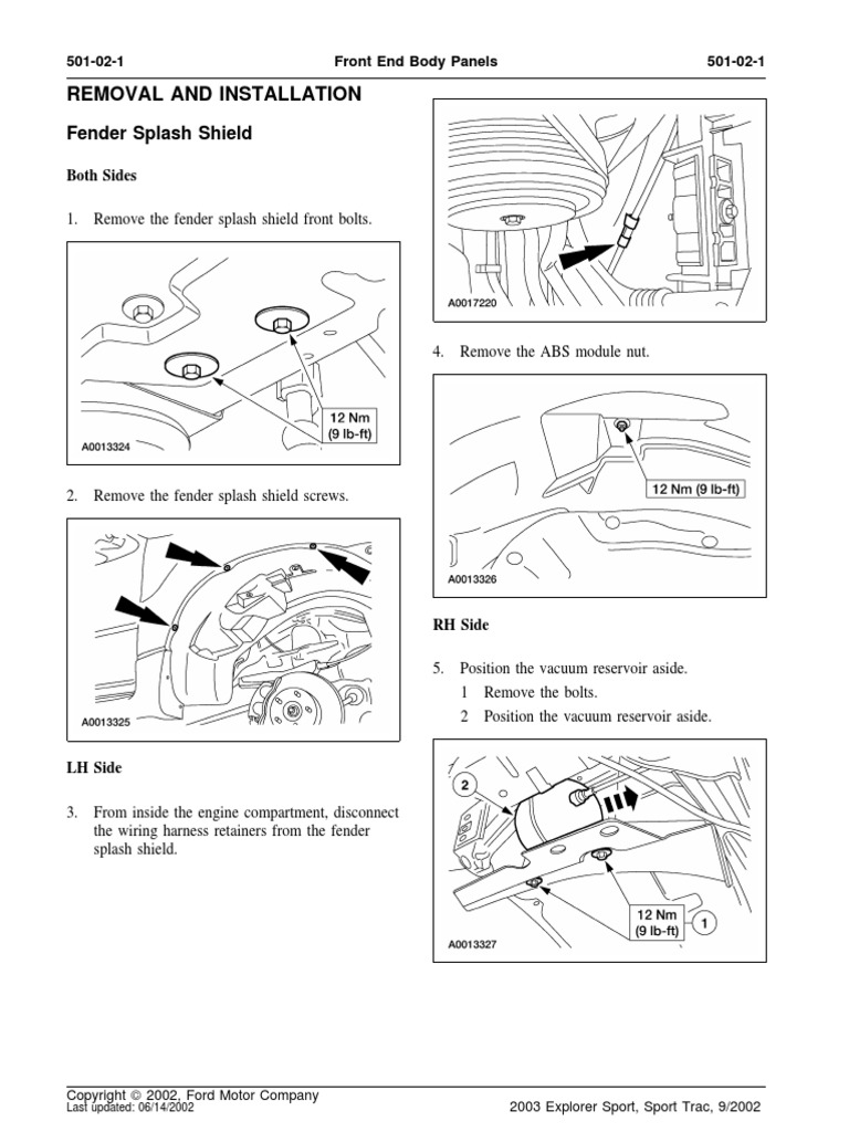 Fender Splash Shield Removal and Installation PDF | PDF