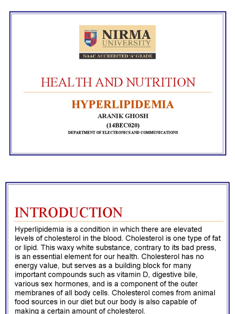 Health and Nutrition: Hyperlipidemia | PDF | Cholesterol | High Density Lipoprotein