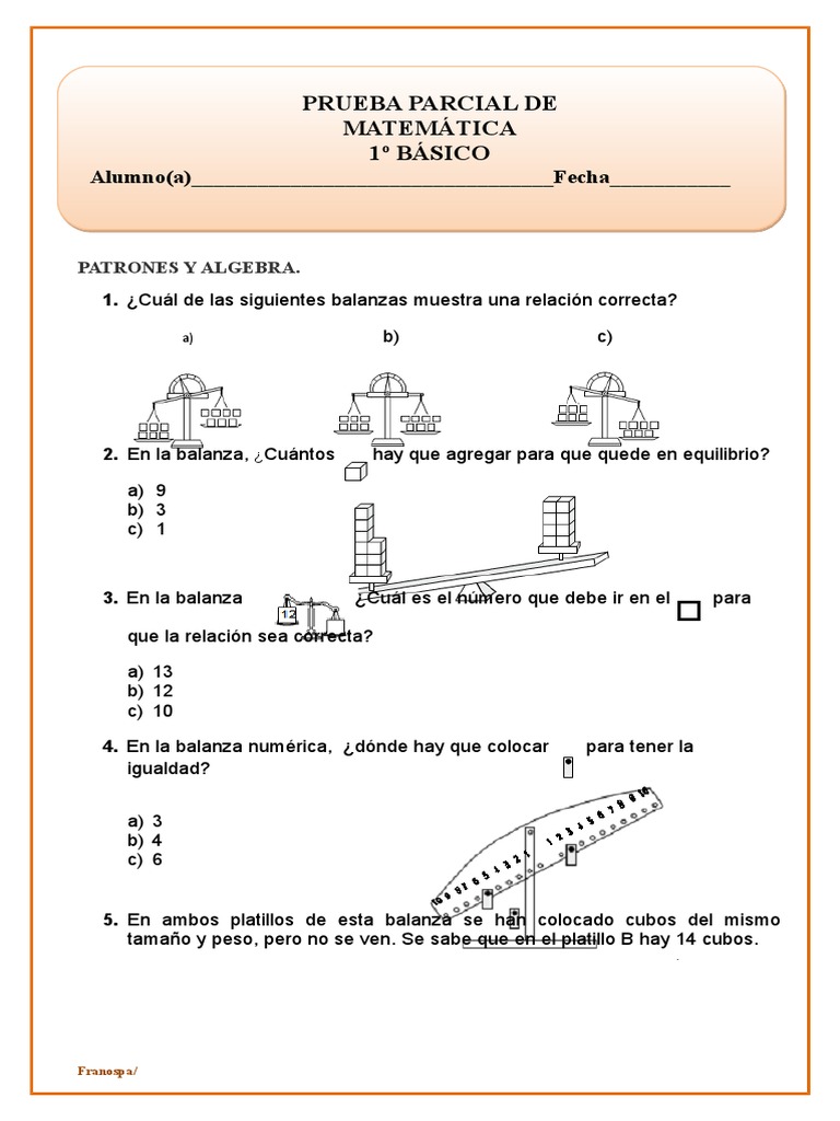 OA12 Patrones y Algebra | PDF | Balanza | Enseñanza de matemática