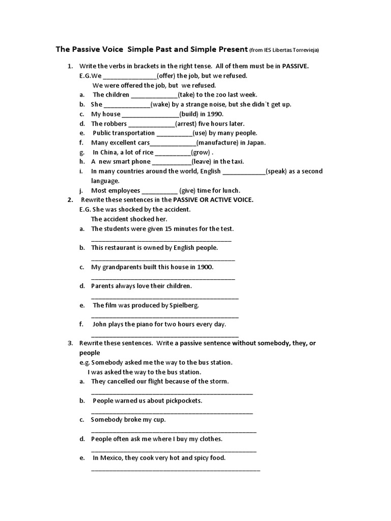 The Passive Voice Simple Past and Simple Present | PDF