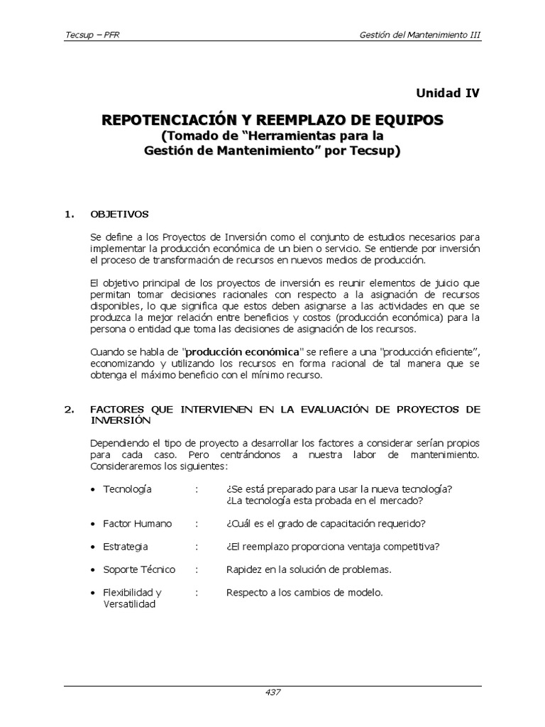 Modelo de Gestión para Reemplazo de Equipos | PDF | Capital (economía ...