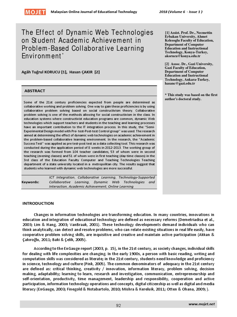 The Effect of Dynamic Web Technologies On Student Academic Achievement ...