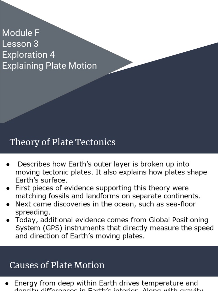 Students Module F Lesson 3 Exploration 4 Explaining Plate Motion | PDF