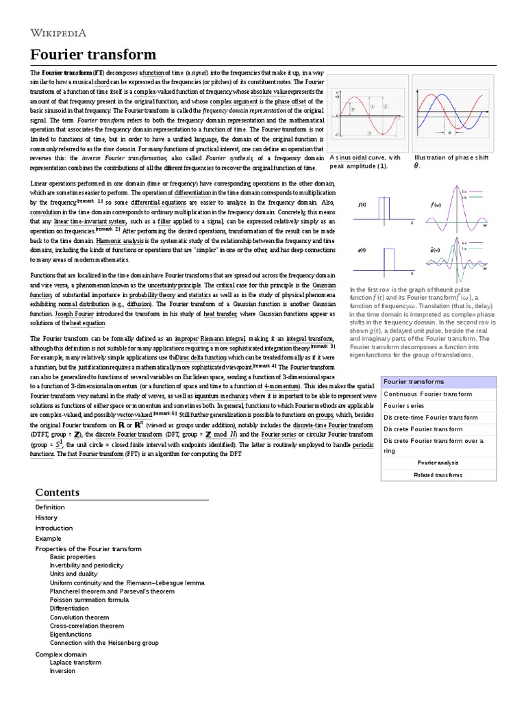 Fourier Transform | PDF | Fourier Transform | Fourier Series