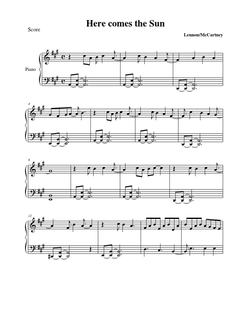 Here Comes The Sun | PDF | British Songs | The Beatles Songs