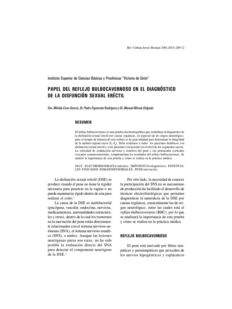 Reflejo Bulbocavernoso | PDF | Potencial de acción | Sistema nervioso