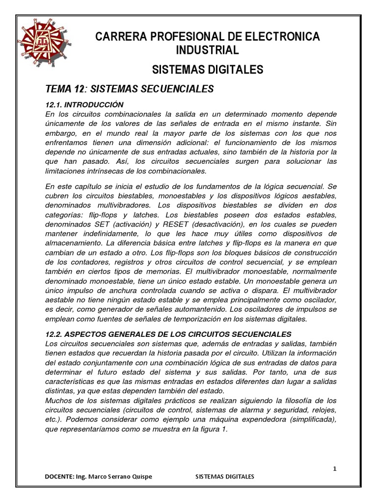 Sistemas Secuenciales en Electrónica | PDF | Electrónica digital | Ingenieria Eléctrica
