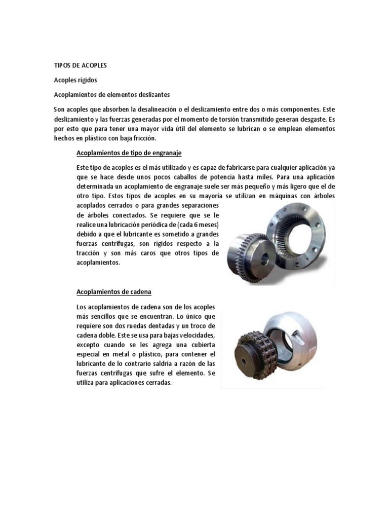 Tipos de Acoples | PDF | Engranaje | Bienes manufacturados