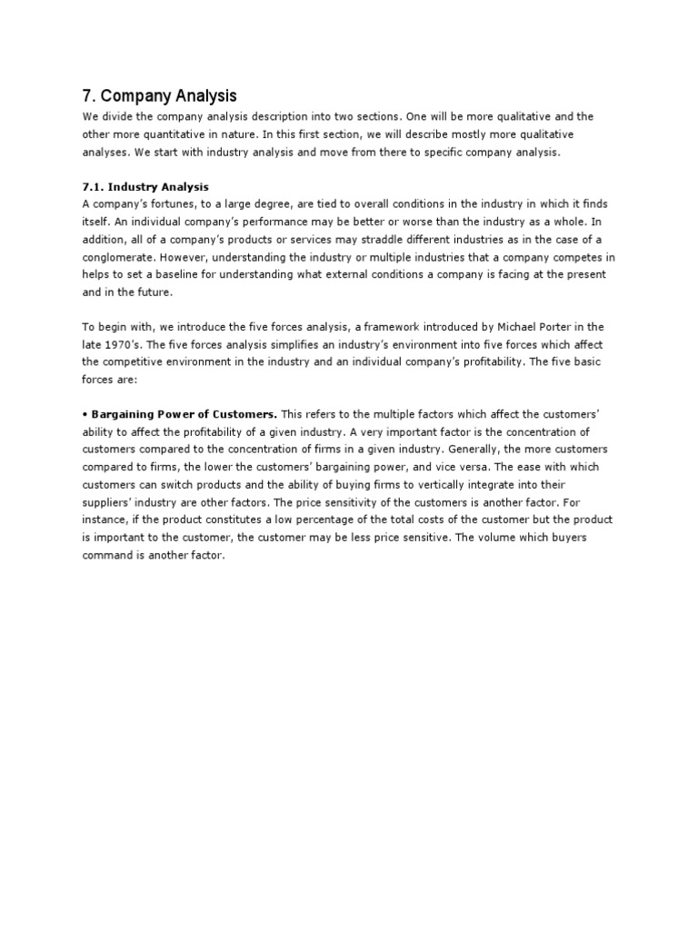 Company Analysis: Industry Insights | PDF