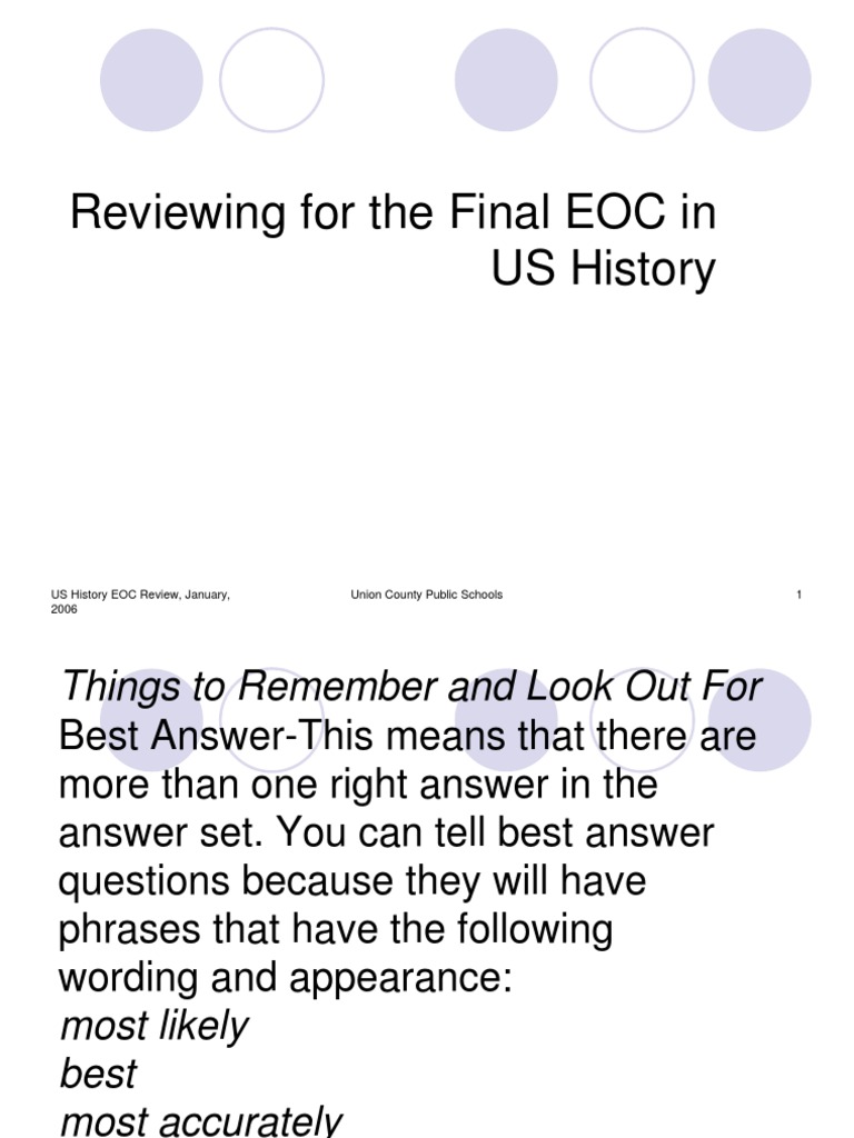 Eoc Review Long - Just Ok | PDF | History Of The United States ...