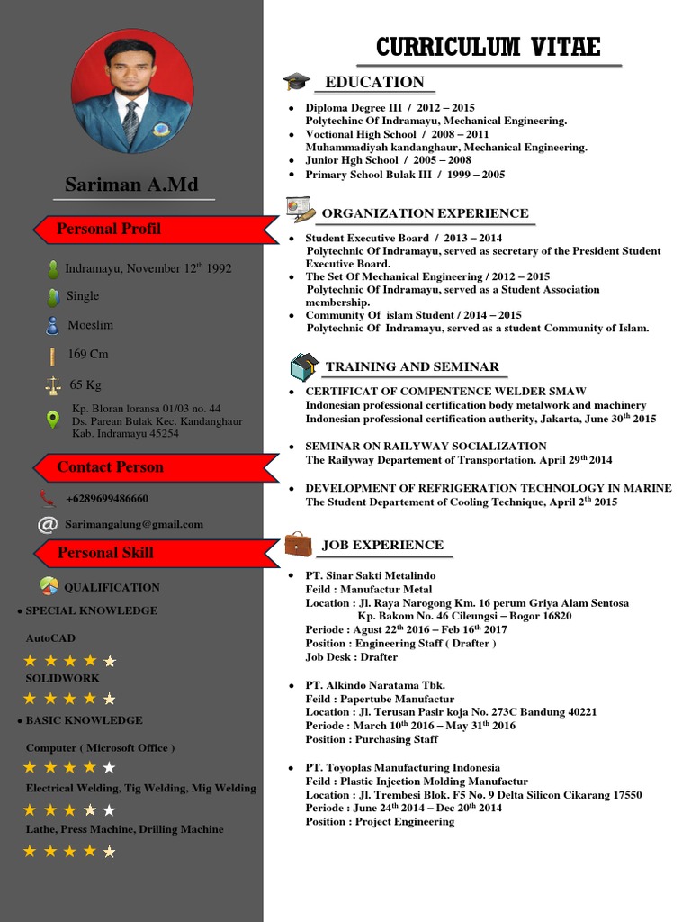 Curriculum Vitae: Sariman A.Md | Download Free PDF | Mechanical Engineering | Engineering