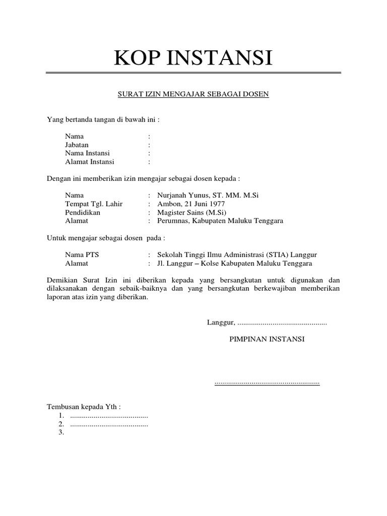 Surat Ijin Instansi | PDF