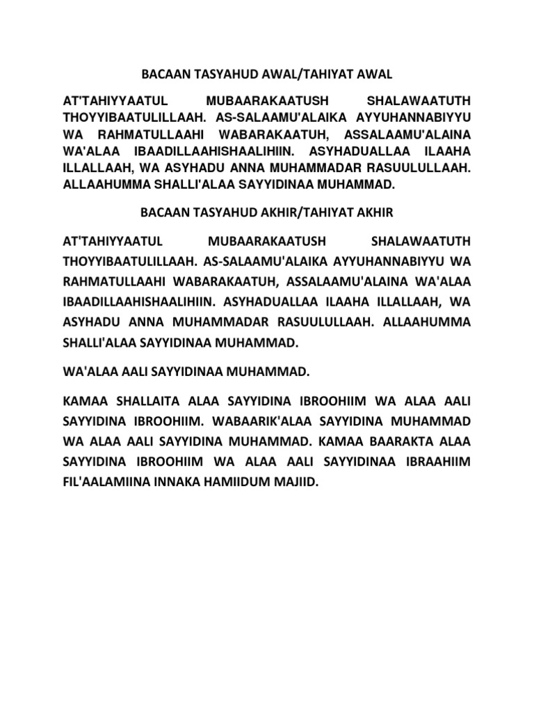 Bacaan Tahiyat | PDF