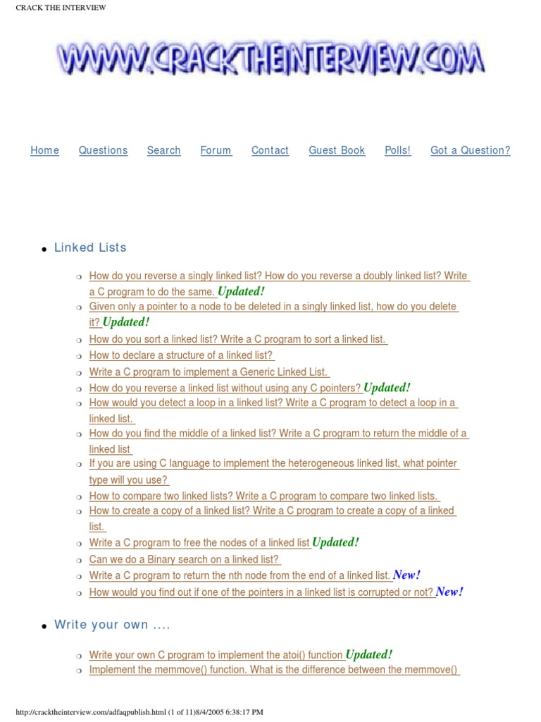 Crack The Interviews | PDF | Pointer (Computer Programming) | C ...