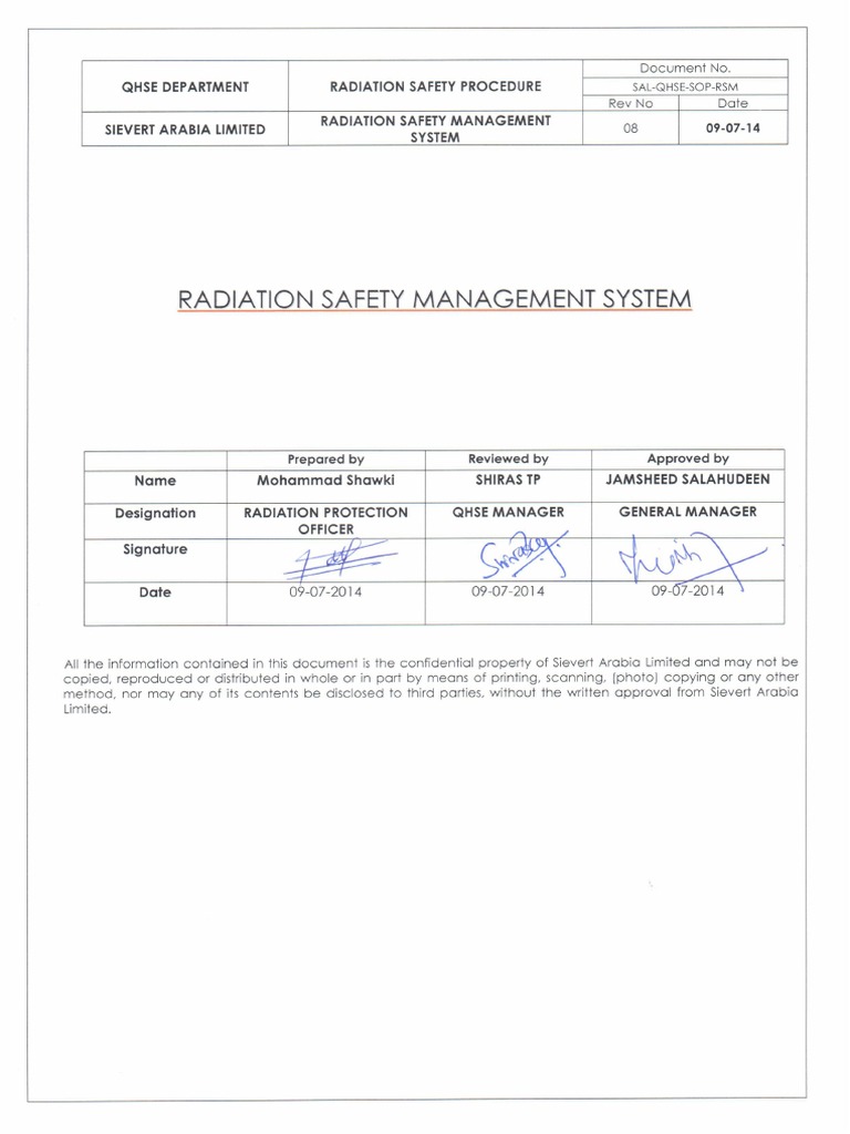Radiation Safety Procedure Rev.08 | PDF | Absorbed Dose | Radiation ...