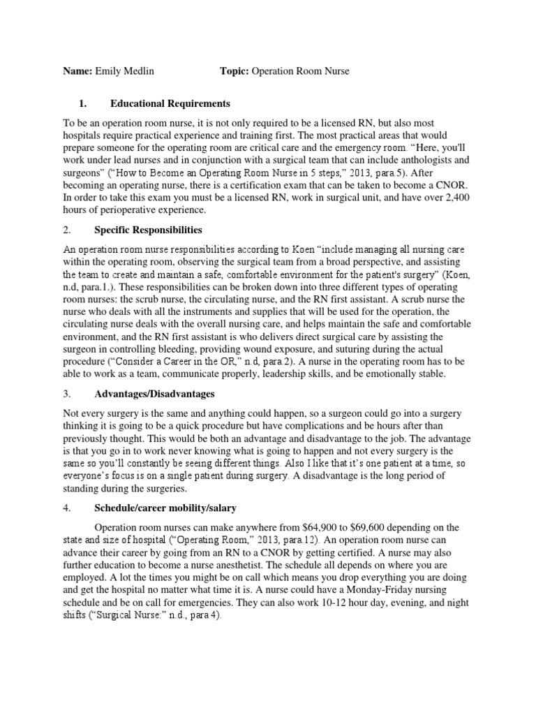 Operating Room Nurse Paper | PDF | Surgery | Nursing