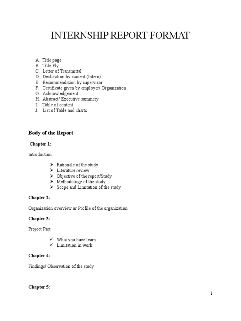 Internship Report Format | PDF | Internship | Job Hunting