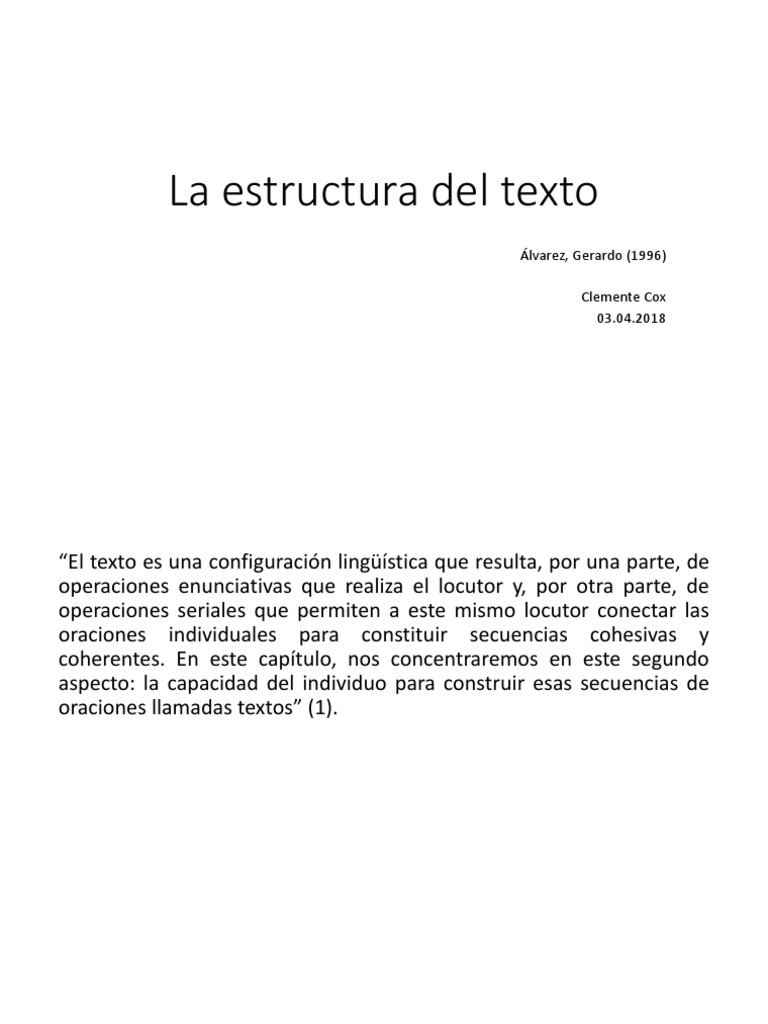 Presentación "La Estructura Del Texto" | PDF | Oración (Lingüística ...