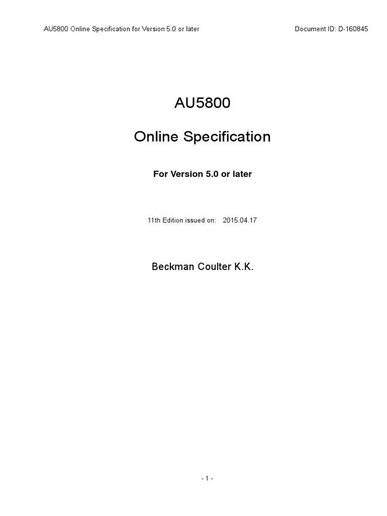 AU5800 Online Specification For Version 5.0 or Later | PDF | Data ...
