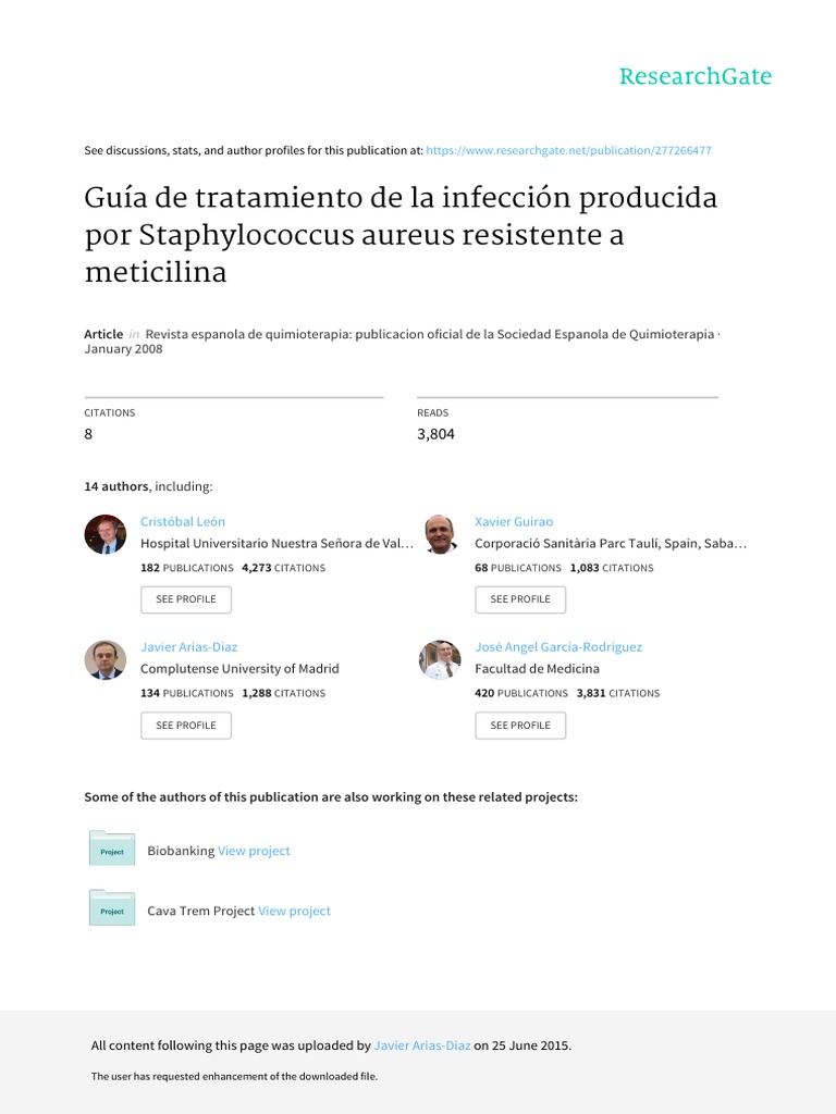 Guia de Tratamiento de La Infeccion Producida Por Staphylococcus Aureus Resistente a Meticilina ...