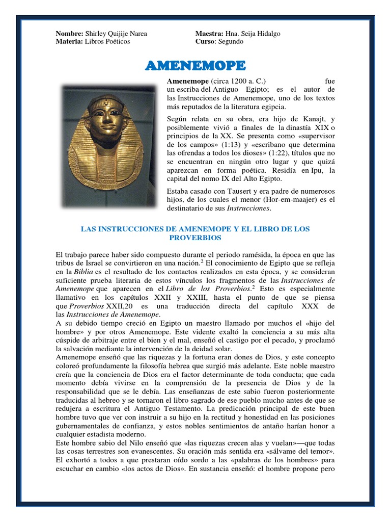 Proverbios de Amenemope y su legado | PDF | Biblia | Religión y creencia
