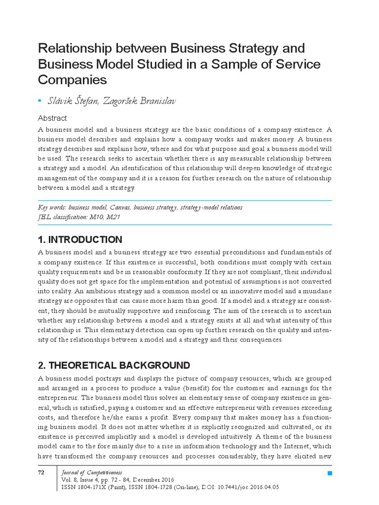Relationship Between Business Strategy and Business Model Studied in A ...