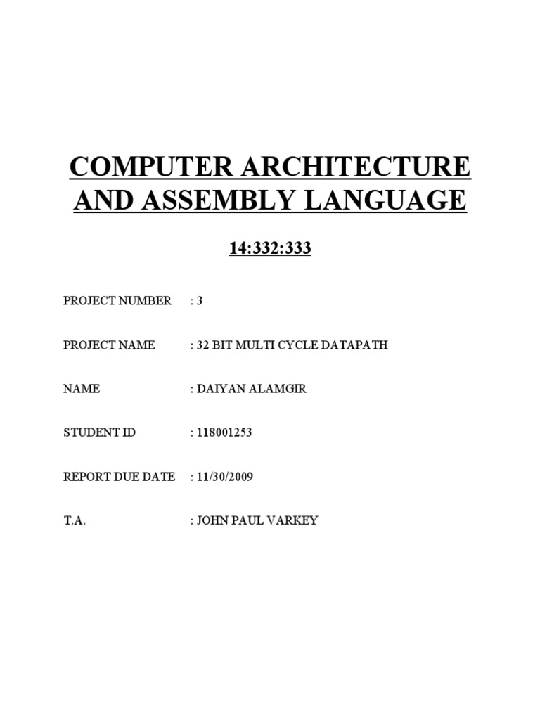 Computer Architecture - Project 03 | PDF | Central Processing Unit ...