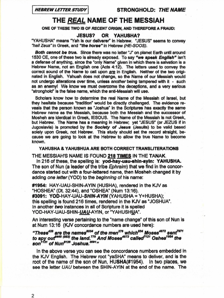 The "Real" Name of The Messiah | PDF | Hebrew Words And Phrases ...