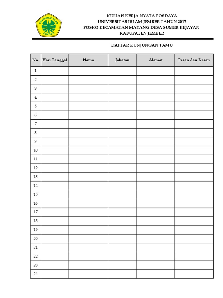 Format Buku Tamu | PDF