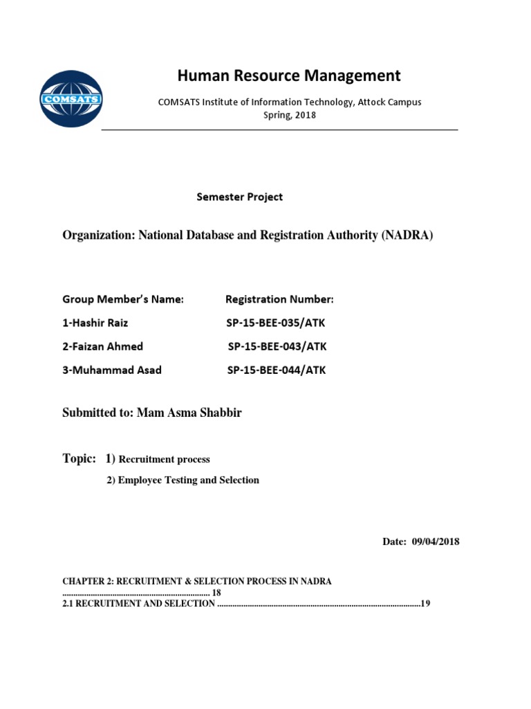 Human Resource Management Project Pdf Recruitment Data