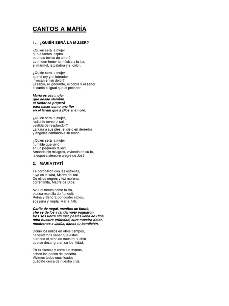 Cantos A María | PDF | María, madre de Jesús | Cristo (título)
