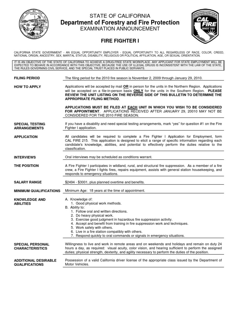 Cal Fire Application | Firefighter | California