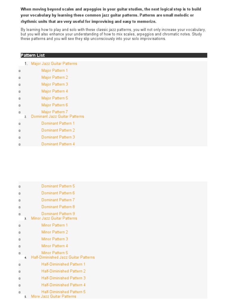 Classic Jazz Guitar Patterns | PDF | Chord (Music) | Scale (Music)