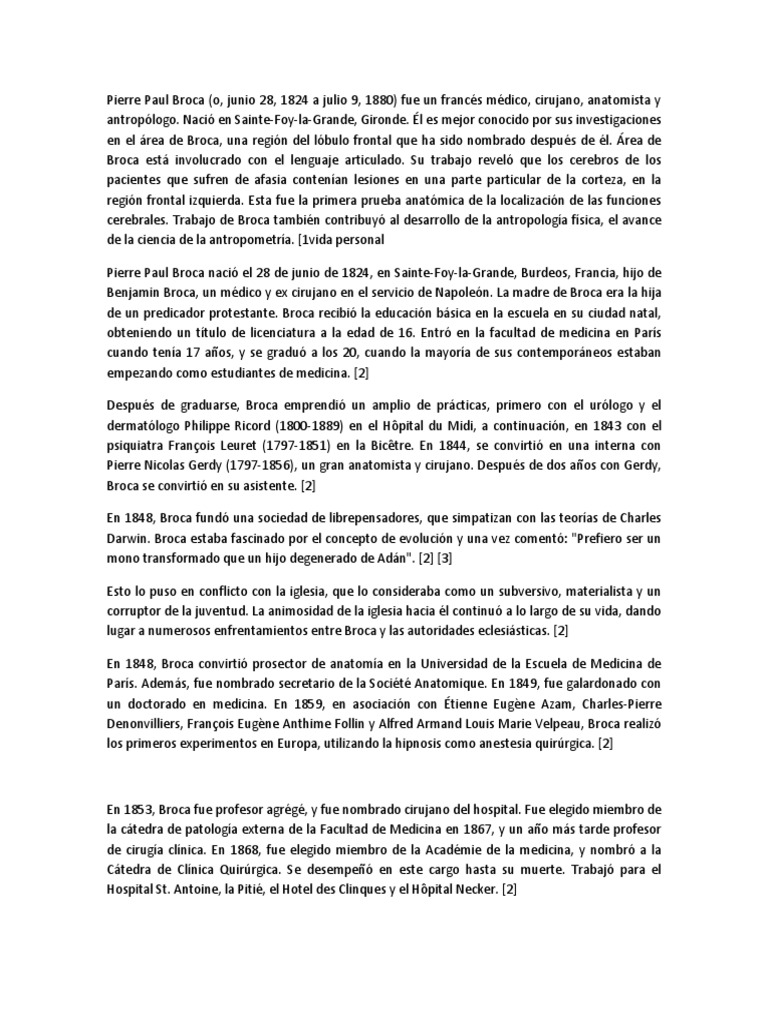 Pierre Paul Broca | PDF | Afasia | Lóbulo frontal