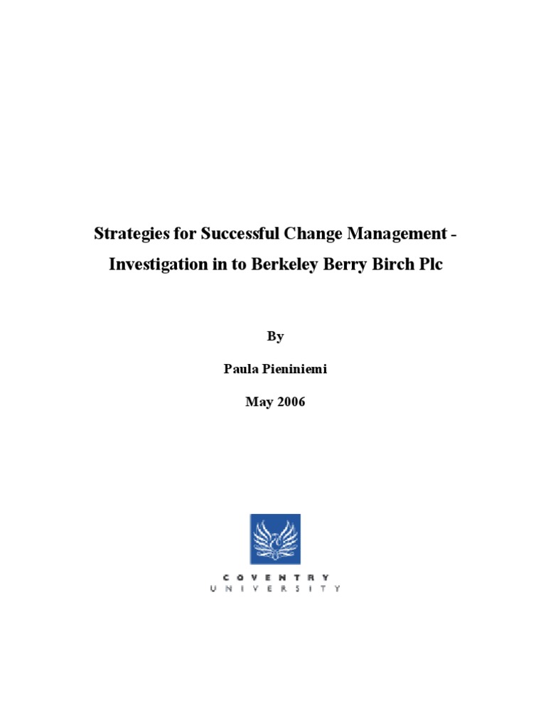 Paula Pieniniemi MBA (IT) Dissertation - Change Management | PDF ...