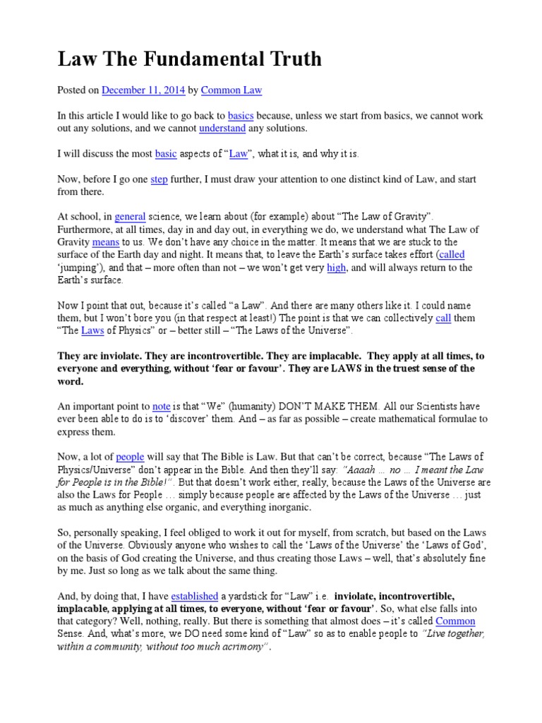 The Fundamental Truth About Law: Common Sense and the Laws of the ...