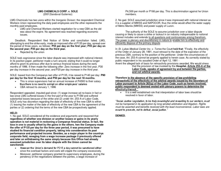 LMG Chemicals Corp v. Sole | PDF | Strike Action | Labour Economics