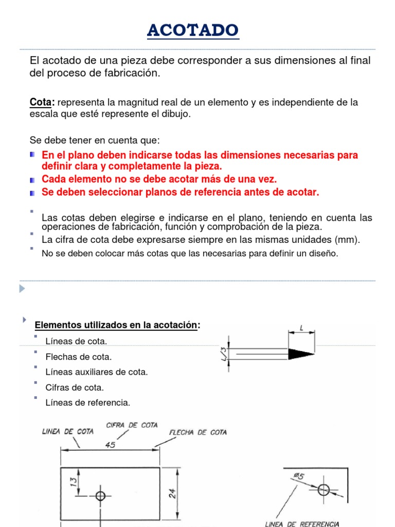 Reglas y Elementos del Acotado | PDF | Eje | Dimensión